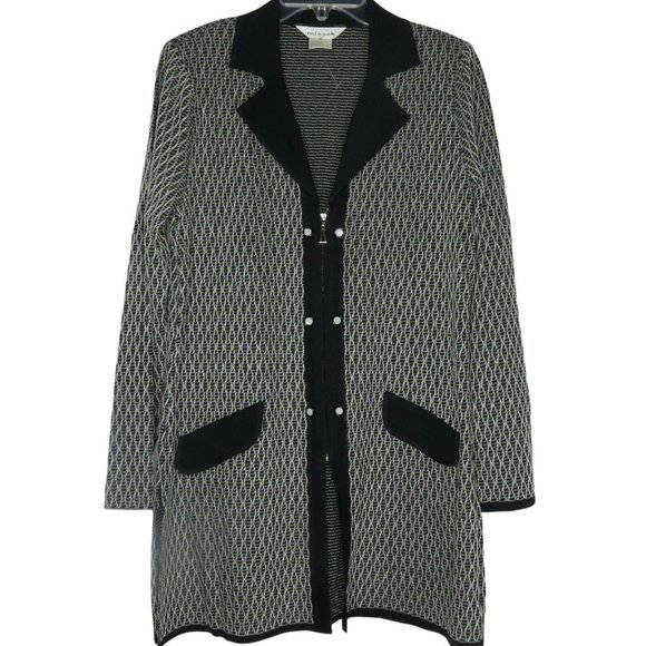 Misook | Sweaters | Exclusively Misook Woman Black White Acrylic Zip Up ...